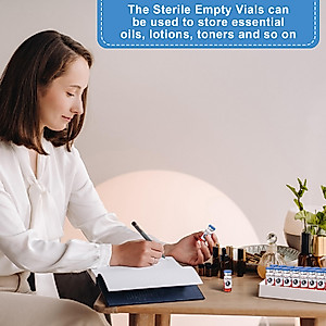 Threlaco 20 Pcs 3ml Sealed Sterile Empty Vials with Self Healing Injection Port Glass Penicillin Bottle with 20 Label Stickers