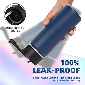 Volhoply 18oz Insulated Water Bottle Bulk 4 Pack,Kids Stainless Steel Water Bottles with Straw Lid,Wide Mouth Reusable Metal Thermos Bottle,Double Wall Vacuum Sports Flask Keep Hot and Cold(Mix,4 Set)