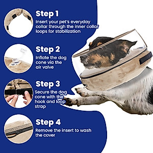 BARKLESS Dog Donut Collar, Inflatable Cone for Dogs to Stop Licking After Surgery, Soft Dog Cone of Alternative with Anti-Licking Guard Shield, Protective Pillow Cone for Large Medium Small Dogs