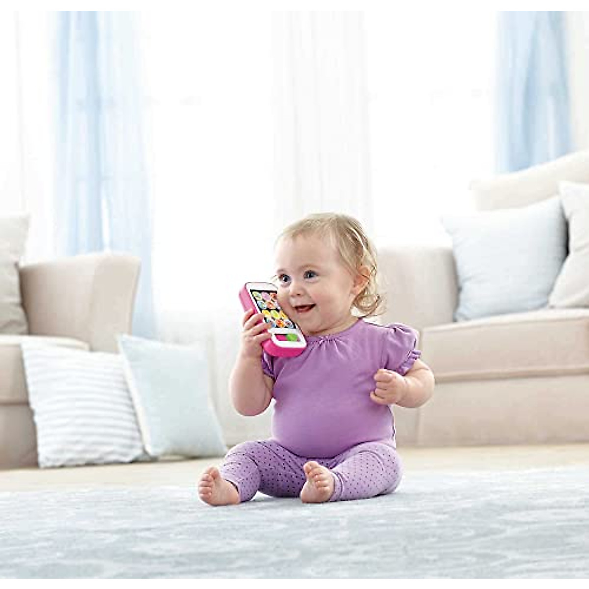 Fisher-Price Laugh & Learn Baby & Toddler Toy Smart Phone with Educational Music & Lights for Ages 6+ Months, Pink