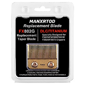 FX802G Replacement Blades Compatible with BaBylissPRO FX870/FXF880/FX810/FX825/FX673N Clippers, DLC Replacement Taper Blades for BaByliss Clipper Blades, Gold