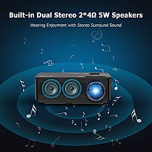 Native 1080P WiFi Projector - Outdoor Movie Projector, FANGOR Bluetooth Projector 4K-Supported Video Projector, Compatible with Phones, Laptops, DVD, HDMI, USB