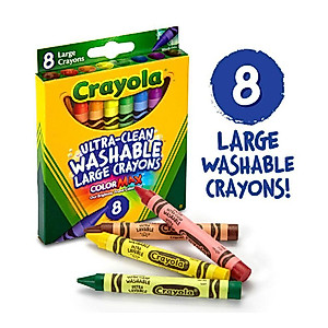 Crayola 523280 Ultra-Clean Washable Crayons, Large, 8 Colors/Box