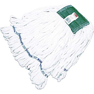 Rubbermaid Commercial Products Rough Surface String Wet Mop Head Replacement, 20 Ounce, 5 Inch Headband, White, Heavy Duty Cotton/Polyester Industrial Wet Mop for Floor Cleaning, MEDIUM