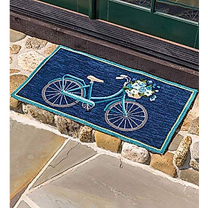 Plow & Hearth Indoor/Outdoor Hooked Bicycle Accent Rug - 24 x 42