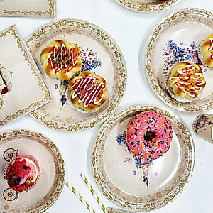 AIBIIN 112 PCS Princess Party Plates Princess Birthday Decorations Once Upon a Time Castle Princess Party Tableware Set Purple Floral Napkins for Girl Baby Shower Party Decor Supplies Favors Serves 16