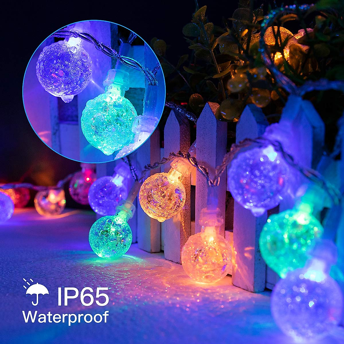 esLife RGB Globe String Lights USB Charger Fairy Lights , 50 LED Lights with Remote Control, 8 Modes Garden Lights Waterproof Indoor Outdoor Lights for Holiday, Party, Home Decoration