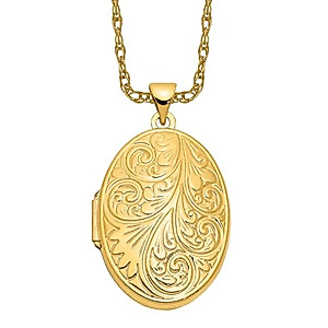 IceCarats 14K Yellow Gold Oval Personalized Photo Locket Necklace Charm Pendant 33.5mm x 19.65mm Only