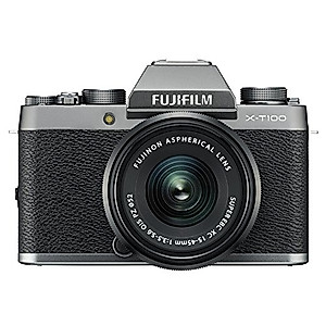 Fujifilm X-T100 Mirrorless Digital Camera w/XC15-45mmF3.5-5.6 OIS PZ Lens - Dark Silver