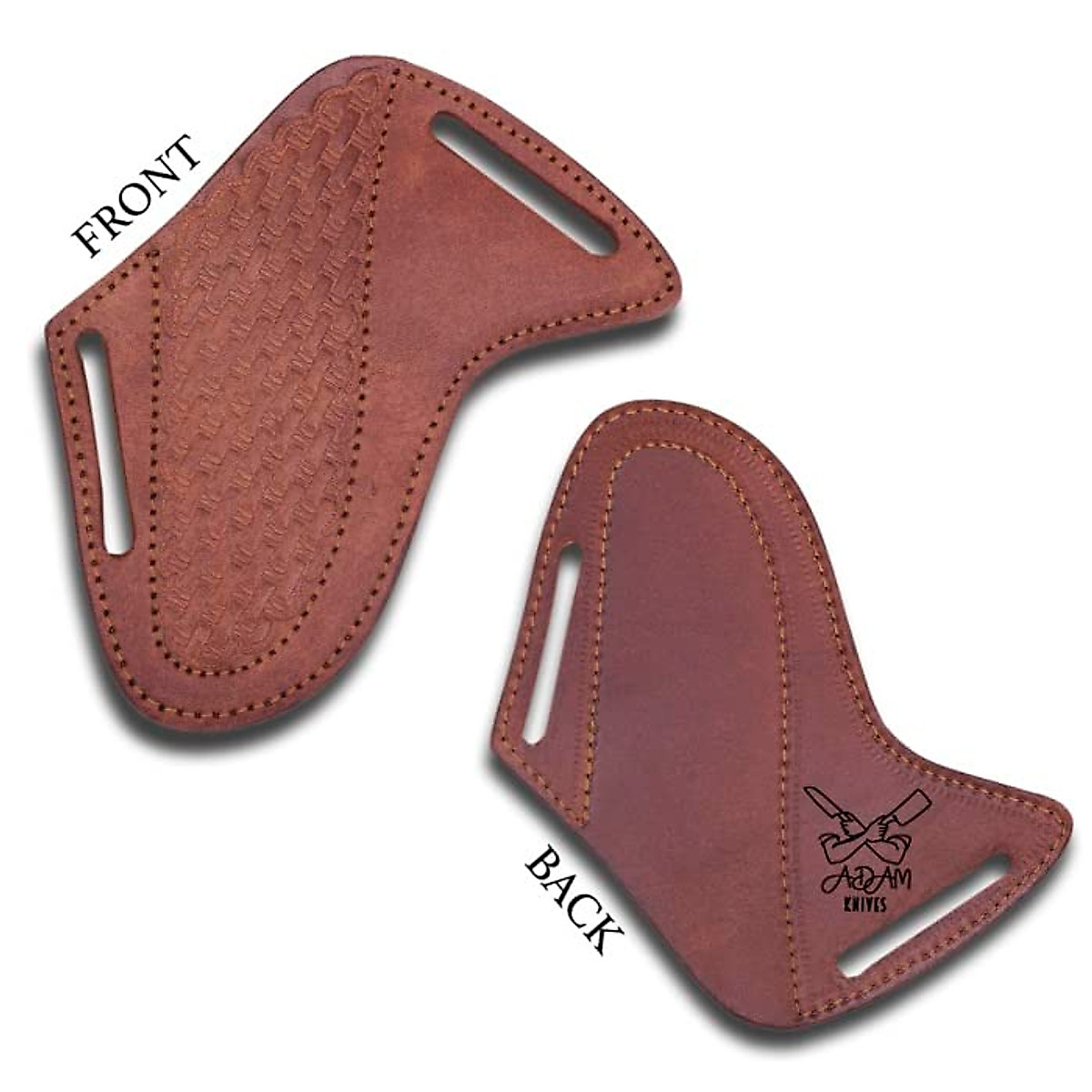 ADAM KNIVES Leather Knife Sheath For Belt, Slanted Pancake Sheath, Tooled Leather Sheath, Beautiful Cow Boy Bull Cutter Knife Leather Cover 100% Real Leather (Leather)