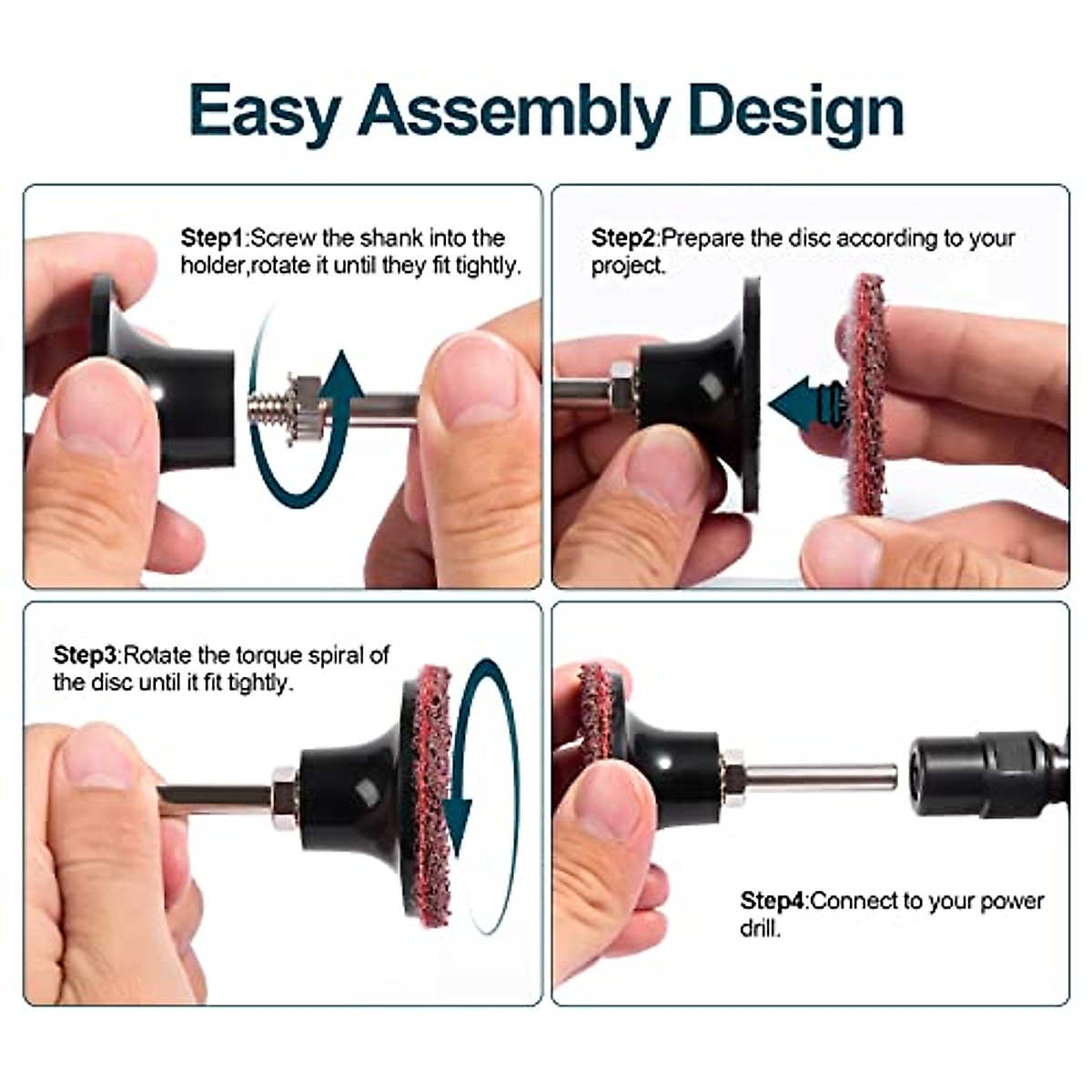 S SATC 46PCS Sanding Discs 2 Inch Roll Lock Quick Change Discs 1pcs 1/4'' Holder Surface Conditioning Discs Fine Medium Coarse for Die Grinder Surface Strip Grind Polish Burr Finish Rust Paint Removal
