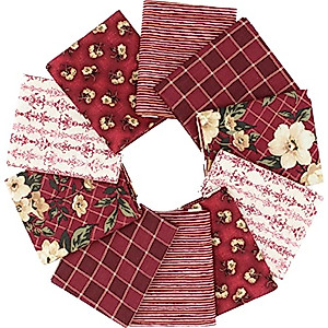 Choice Fabrics Bri's Home Collection - Fat Quarter Bundle - 10 Pack (Burgundy)