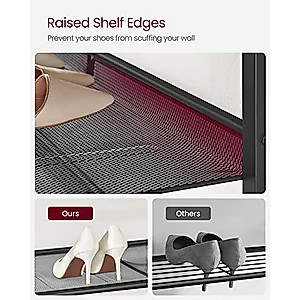 VASAGLE Shoe Rack for Entryway, 4 Tier Shoe Storage Shelves, 12-15 Pairs Shoe Organizer, with Sturdy Wooden Top and Steel Frame, Free Standing, Industrial, Rustic Brown and Black ULBS040B01