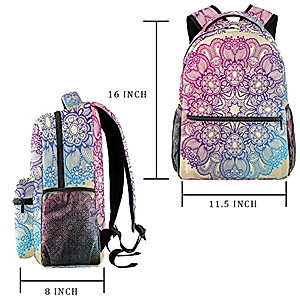VBFOFBV Lightweight Casual Laptop Backpack for Men and Women, Purple Blue Ethnic Mandala Retro