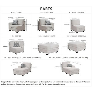 Legend Vansen 9PCS Corduroy Flexible Combination Sectional Sofa Couch