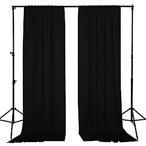 StangH Black Backdrop Curtains for Parties - 10 ft Curtain Drapes for Partition Room Dividers Curtains Waterproof Home Theater Studio Backgrounds Wedding Stage Stand Panels, 2 Panels