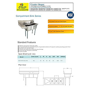cooler depot sink NSF Left One Compartment Sink With Faucet S3C121610-12L-318