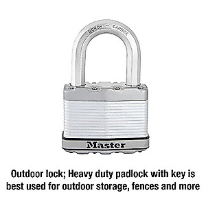 Master Lock M15XDLF Magnum Heavy Duty Padlock with Key, 1 Pack, Laminated