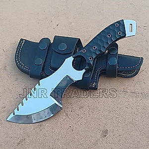 JNR Traders Handmade Tracker knife with sheath belt tracker knife Horizontal carry tracker knife full tang fixed blade Hunting knife edc tracker knife