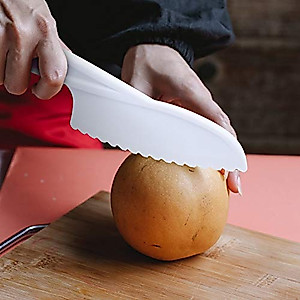 KUFUNG Kids Knife Set, 3 Piece Nylon Kitchen Baking Knife Set for Cooking and Cutting Fruits, Bread, Lettuce, Veggies Cake, Plastic Toddler Knife Set for Little Hands, Fun Safe Knife (Multicolor2, S)