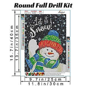 Christmas Diamond Painting Kits,Snowman Diamond Art Kit for Adults Full Round Drill,Paint with Diamond for Gift,Wall Decor