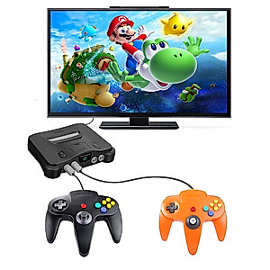 ZeroStory Classic N64 Controller, Wired N64 Controller Joystick with 5.9 Ft N64 AV Cable for N64 Video Game Console (Black and Orange) (Renewed)