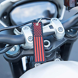 Flag Keychain Tag with Key Ring, EDC for Motorcycles, Scooters, Cars and Gifts (USA Red and Black)