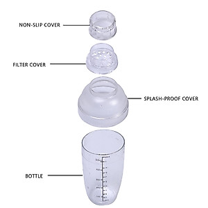 FEOOWV Upgraded Four-stage Plastic Cocktail Shaker, Hand Drink Mixer, Boba Tea Shaker Cup with Scales, Bar Tool Transparent (1, 17oz)