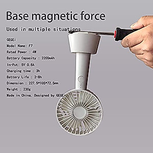 Handheld Fan with Magnetic Base, Mini Personal Fan with 2200mAh Battery, 3 Speed with 2-8 Hours Operated Portable Fan, Mini/Micro USB Rechargeable Fan for Kids, Grils, Woman and Man, for Summer Travel Outdoor