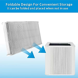 2 Pack 211+ Replacement Filter Compatible with Blueair Blue Pure 211+ Air Puri-fier, H13 True HEPA Filter, Foldable Particle and Activated Carbon Replacement Filter