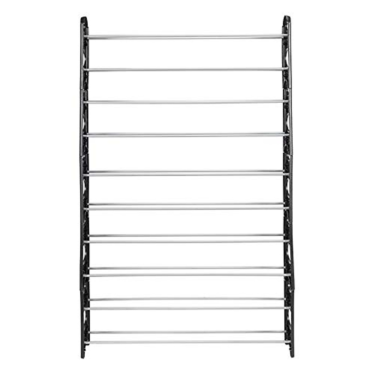 conrover 10-Tier Shoe Rack Shoes and Boots Storage Organizer 50 Pairs Shoe Rack for Entryway Closet and Bedroom Shoe Shelf Metal & Plastic Shoe Tower, Black & Silver