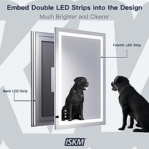 ISKM 48''x36'' LED Bathroom Mirror with Lights - Front and Backlit Lighted Bathroom Vanity Mirror Wall Mounted, Defog, Dimmable, Tempered Glass, Shatterproof, ETL Listed (Horizontal/Vertical)