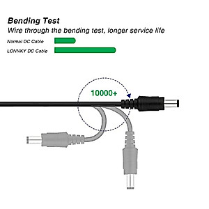 LONNKY 12V DC Extension Cord 33FT/10M,5.5mm x 2.1mm,Male to Female Power Cable,Black DC Extension Cable,Used for CCTV Security Cameras,LED Strip
