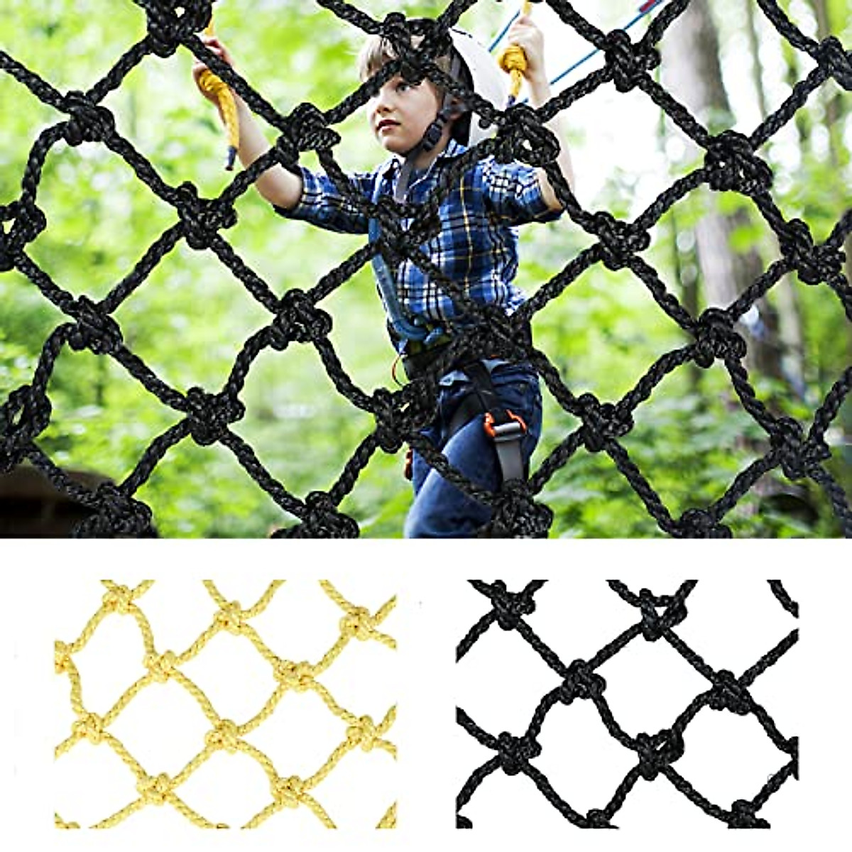 TWSOUL Playground Net, 3.3FT*6.6FT Climbing Cargo Net Rock Climbing Net Rope Ladder for Kids and Adult Military Climbing, Net Indoor Outdoor Climbing, Jungle Gyms, Treehouse, Obstacle Courses, Black