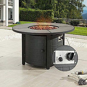 Top Space Propane Fire Pit Table Outdoor Gas Fire Pit Patio Fire Table CSA Certification 50,000 BTU Auto-Ignition, 42 Inch, Round, Bronze