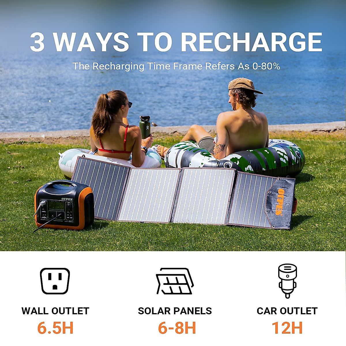 OUPES 1200W Solar Generator with 200w Panels Included, 992Wh Lifepo4 Power Station 3 x 1200W AC Outlets, Best for Camping Home Use, Power to RV/Van Trip