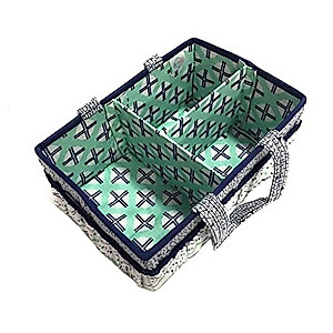 Bacati Tribal Nursery Fabric Storage Caddy with Handles, Mint/Navy