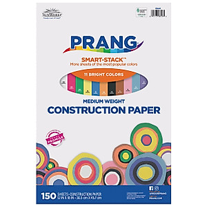 Prang (Formerly SunWorks) Smart-Stack Construction Paper, 11 Assorted Colors, 12" x 18", 150 Sheets
