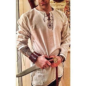 Men's Fashion Cotton Linen Shirt Long Sleeve Solid Color Ethnic Beach Yoga Top Khaki XL