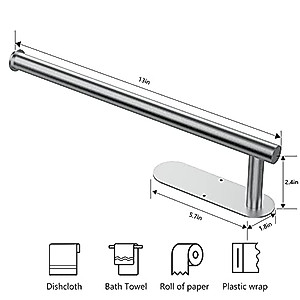 Paper Towel Holder Wall Mount-Adhesive or Drilling Stainless Steel Paper Towel Holder Under Cabinet Mount for Kitchen Bathroom (Silver)
