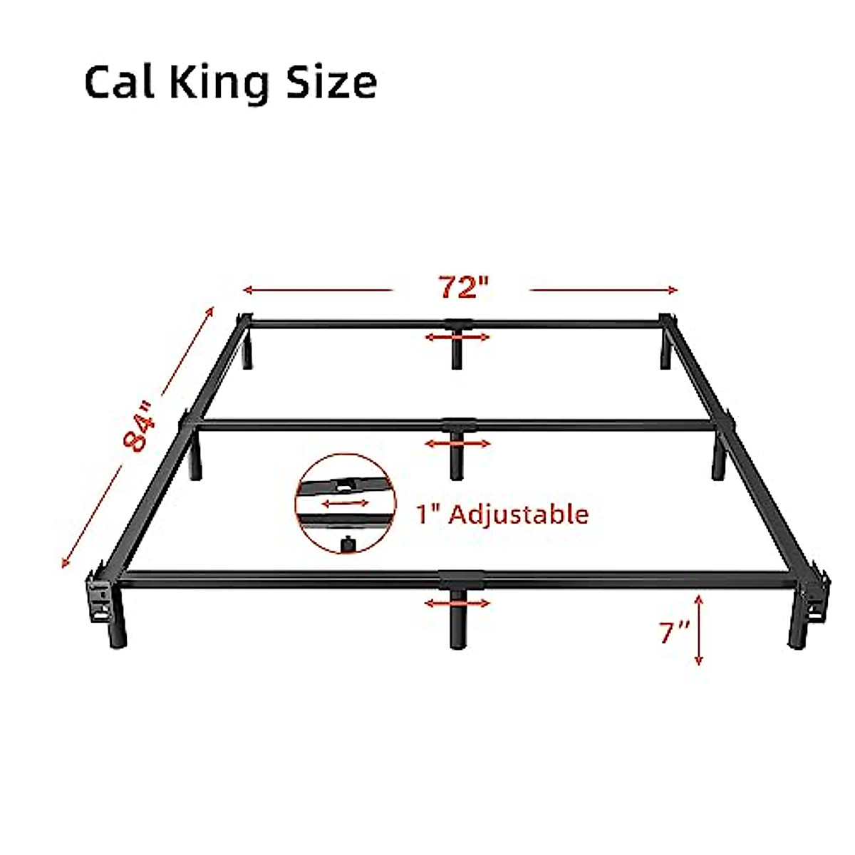 ZIYOO California King Bed Frame, 9 Legs Heavy Duty Bed Base for Box Spring and Mattress, 7 Inch Low to Ground, Non-Slip, Noise-Free, Easy Assembly, Black