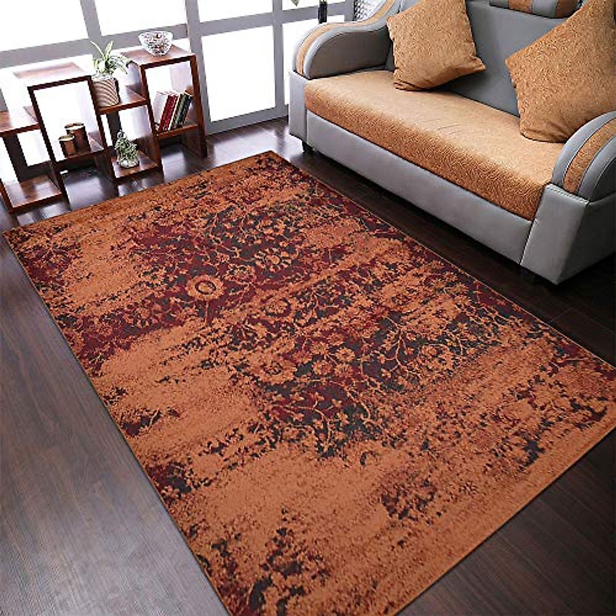 Rugsotic Carpets Machine Woven Heatset Polypropylene 10'x13' Area Rug Contemporary Orange M00034