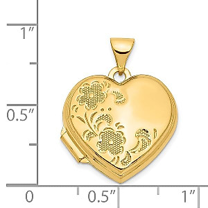 IceCarats 14K Yellow Gold Heart Love Shaped Flower Locket Necklace Charm Pendant 23mm x 18mm Only