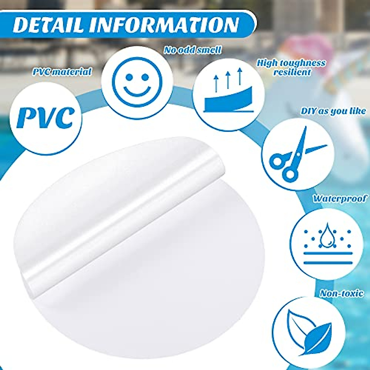 Outus 30 Pieces Self-Adhesive Pool Repair Patch Kit Vinyl Plastic Repair Patch Pool Patches for Above Ground Pools Inflatable Boats Products (6 x 6 cm)