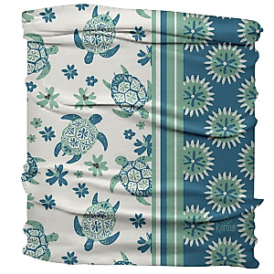 Karma Turtle Headband for Women - Medium - Fabric Headband and Stretchy Hair Scarf - White/Blue