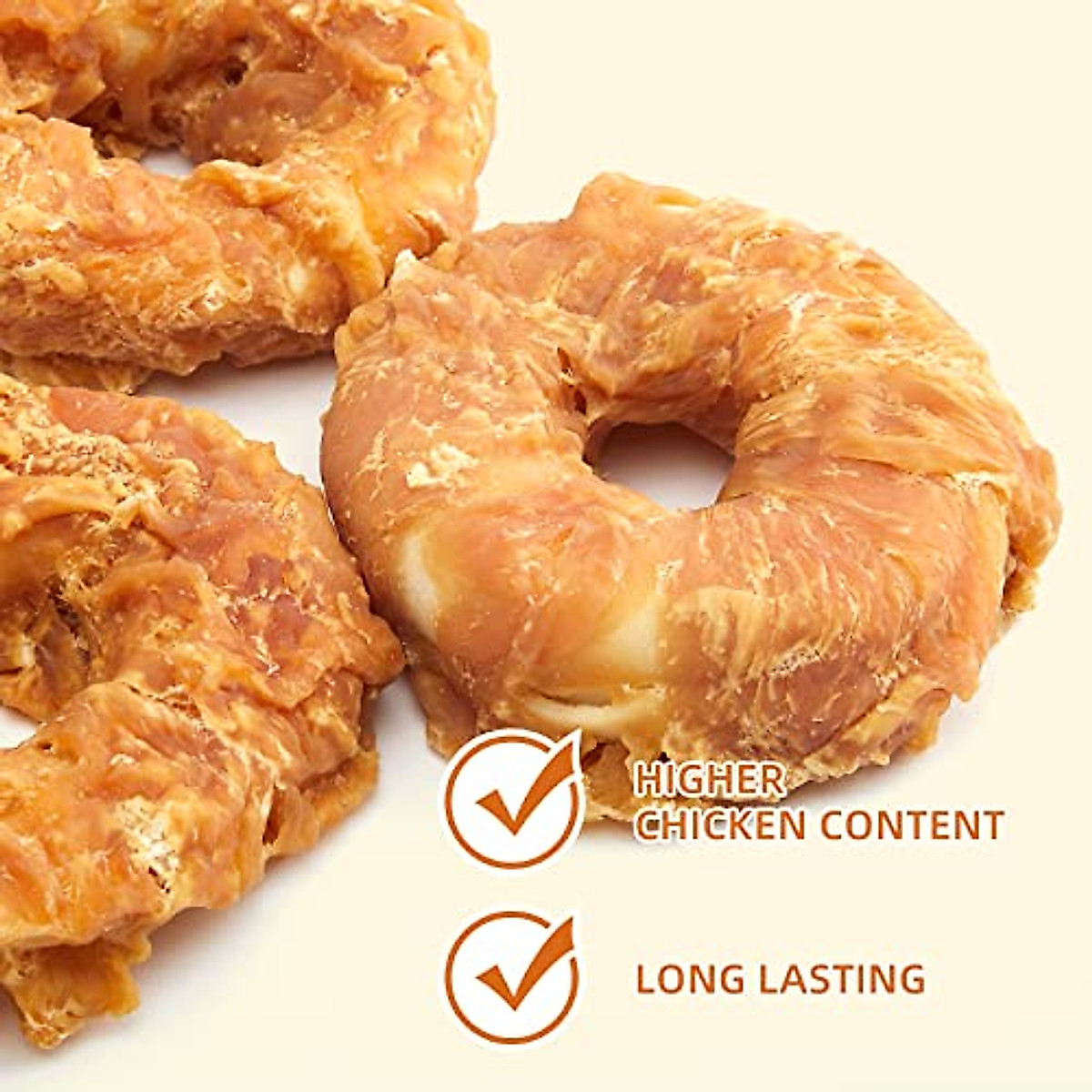 Jungle Calling Dog Treats Long Lasting, Rawhide Chews for Dogs, Chicken Wrapped Rawhide Donuts, Chewy Snacks for Medium Large Dogs