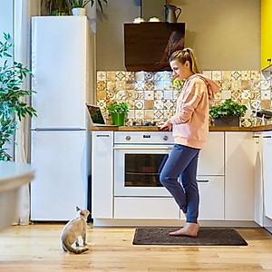 KMAT Kitchen Mat Cushioned Anti-Fatigue Floor Mat Waterproof Non-Slip Standing Mat Ergonomic Comfort Floor Mat Rug for Home,Office,Sink,Laundry,Desk 17.3" (W) x 28"(L),Brown