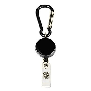 Cosco MyID Carabiner Reel for ID Badge Holders, Key Cards and ID Cards, Black Anodized Metal (075024)