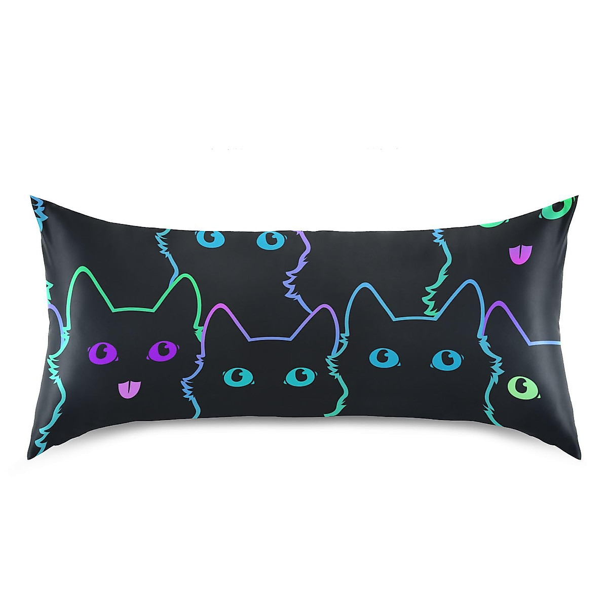 Kigai Cat Satin Pillowcase, Soft Breathable Silk Pillow Case with Envelope Closure for Hair and Skin, Standard Size 26 x 20 Inch