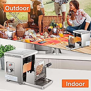 Portable Propane Camping Gas Grill, BBQ grill, 360°Mesh Wave, 8000 BTU small propane Grill with Non-Smoke Burner, Stainless Barbecue grill, Steak Grill with Temperature Probe Better for Indoor & Outdoor Use